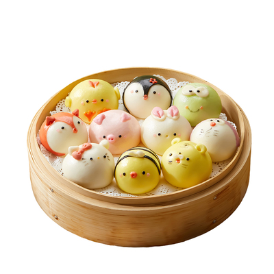 卡通包子宝宝奶黄红豆包