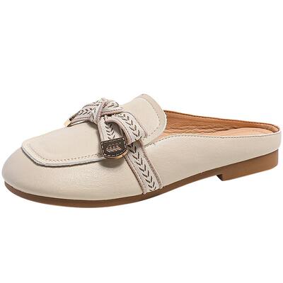 大东穆勒鞋女鞋2025夏新款休闲方跟低跟套脚舒适软底半拖鞋X0210