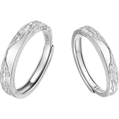 情侣对戒999纯银戒指礼物送女友