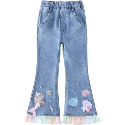 设计感高腰女童喇叭裤