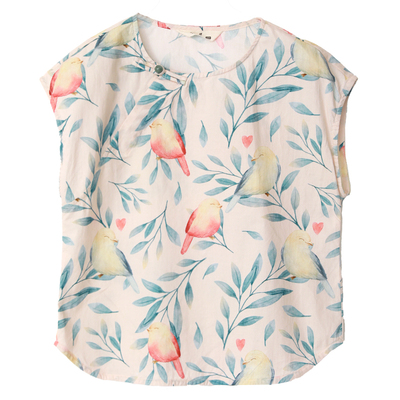 全棉印花中国风短袖衬衫