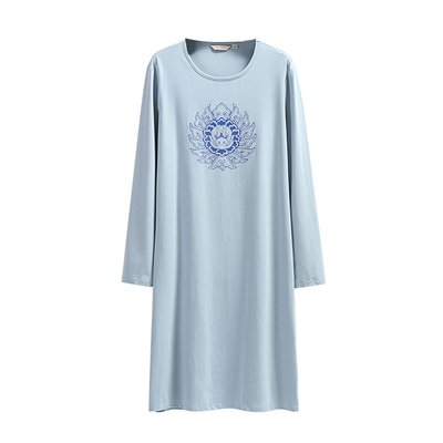 秋冬男士长袖连体套头睡裙