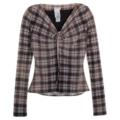 ACNE STUDIOS 春夏新款女士V领格子上衣银泰百货精品 301574