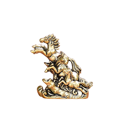 纯黄铜万马奔腾生肖马到成功摆件