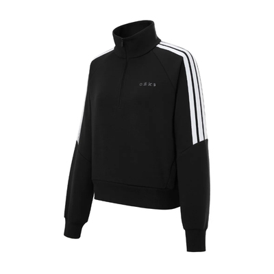 adidas女半拉链三条杠立领卫衣