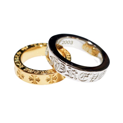 镀金金色十字永恒情侣戒指指环