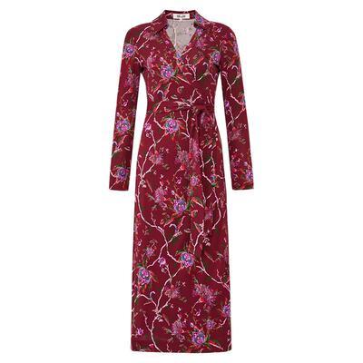 DVF神秘花园图案真丝裹身裙