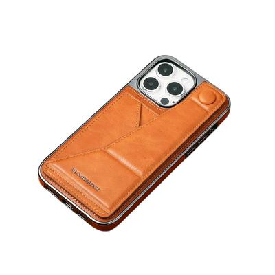 苹果皮革折叠支架卡包插卡手机套