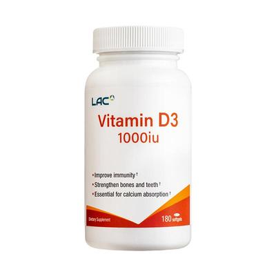 【新加坡直邮】LAC利维喜维生D3高含量1000IU180粒/瓶成人VD3