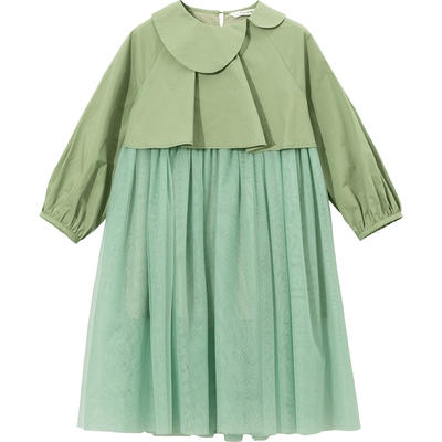 播童装高密府绸立领套头连衣裙