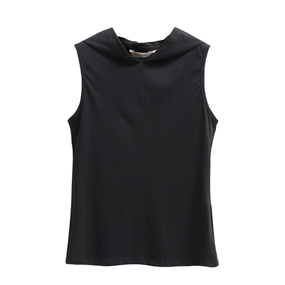 带帽可外穿针织棉纯色薄款背心