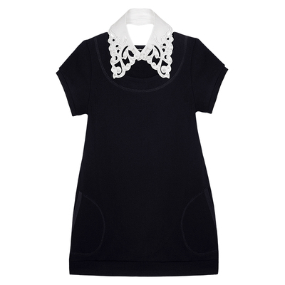 短袖优雅常规镂空刺绣纯棉女珍珠