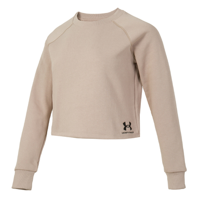 安德玛官方女子Project Rock强森Crew抓绒圆领运动服卫衣套头衫