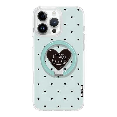 MASFEIL × 绿色猫咪适用苹果17Promax手机壳新款Ro9磁吸带支架iPhone16Pro保护套air高级感女生ip15pm卡通14