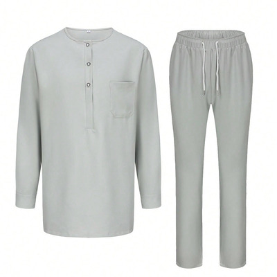 Men 2pc Shirt Pant Sets Clothes Outfit非洲男士套装礼服