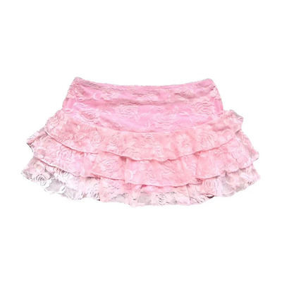 【AGD】RubyDoll 蕾丝复古荷叶边短款网纱复古蛋糕裙带打底裤短裙