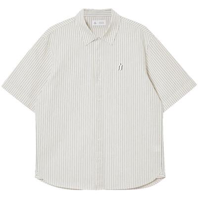 杰克琼斯男装秋季新款衬衫舒适百搭精致刺绣衣身条纹翻领短袖衬衫