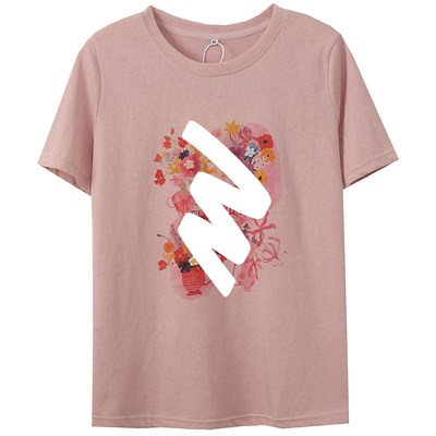 小个子减龄百搭晕染减龄印花T恤