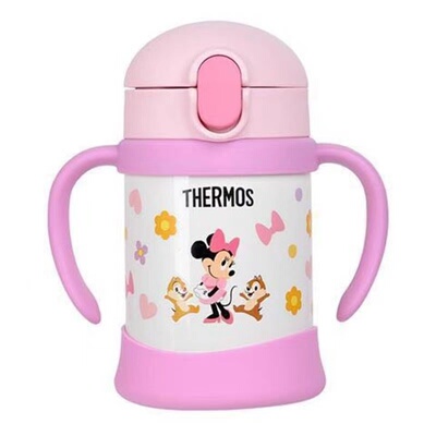 THERMOS膳魔师FJL350儿童保温保冷杯卡通双把手宝宝硅胶底350ML