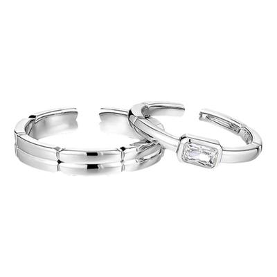 时光之礼对戒925银戒指小众开口