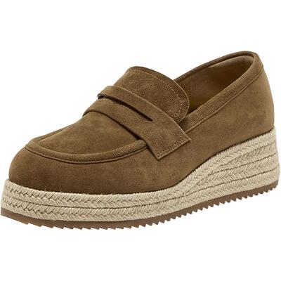 Bata乐福鞋女秋季新款英伦风羊绒皮坡跟通勤单鞋63021CA5