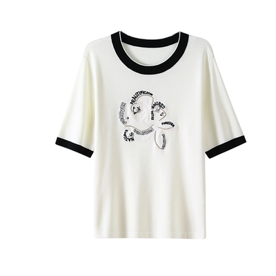 OSA欧莎重工镶钻山茶花针织衫