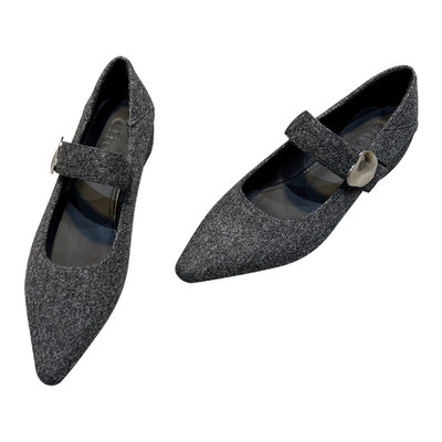 法式复古仙女风毛毛鞋浅口加绒单鞋秋冬百搭配裙子一字扣赫本风鞋