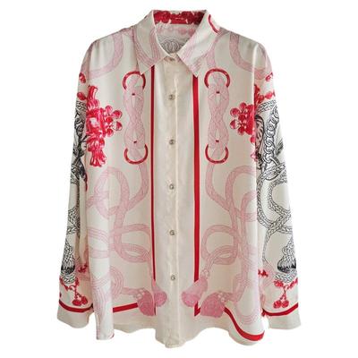 老钱风H家绳结印染衬衫两件套女