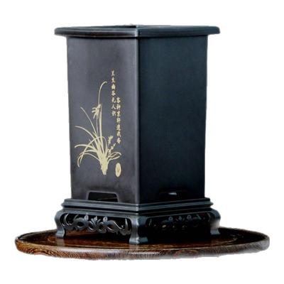 美观彩绘兰花盆高档树脂仿紫砂盆