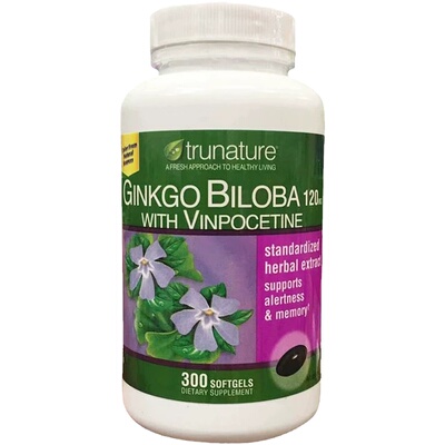 现货/美国TruNature银杏叶精华胶囊120mg 340粒呵护大脑健康