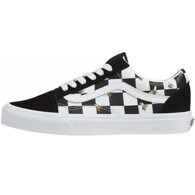 启凡VANS黑白棋盘格蜜蜂图案板鞋