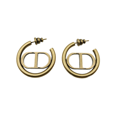 复古黄铜字母CD圆形耳圈