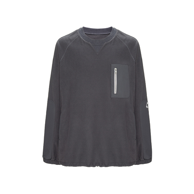 异材质拼接抓绒套头卫衣