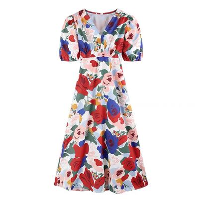 法式碎花连衣裙夏季新款沙滩裙