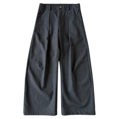 H1c80天丝*仿麻肌理阔腿西裤