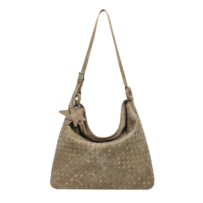 BEANS星星包新款编织包托特包女大容量通勤单肩包焦糖色原创设计