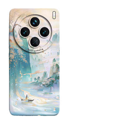 【鎏金山水】创意液态硅胶手机壳