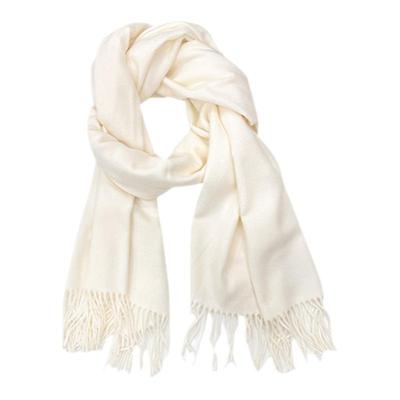 白色羊毛绒围巾VIVIWELL