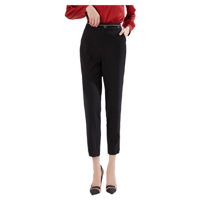 乔万尼裤子女年新款爆款黑色锥形裤显瘦百搭长裤好看流行EF3F807