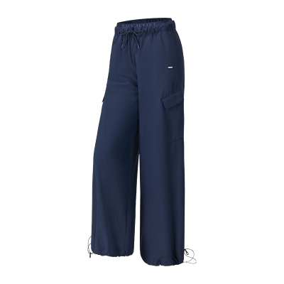 宽松工装阔腿松紧腰女运动裤