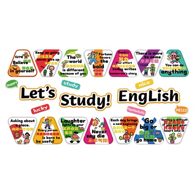 英语角工作培训机构文化托管班级布置教室装饰幼儿园墙面环创主题