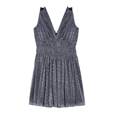 Maje银色收腰吊带连衣裙