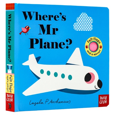 亲亲小手翻翻书系列 小飞机先生在哪里 英文原版绘本 Where's Mr Plane 亲子互动低幼启蒙认知纸板书 附有镜子 精装