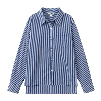 条纹衬衫女士蓝色休闲时尚