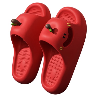 ECAC本命年红色苹果拖鞋女夏外穿