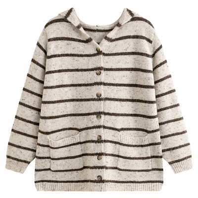 韩系百搭复古休闲风条纹针织开衫