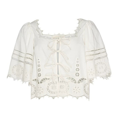 SISSEL EDELBO设计师品牌LOOKNOW2025春夏新款白色方领衬衫