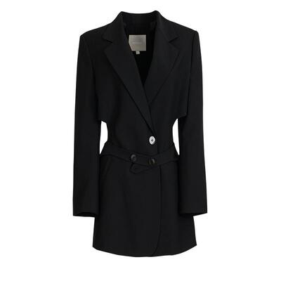 墨蒂珂常规宽肩系带西装外套