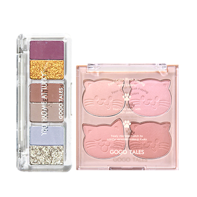 腮红+眼影/GOGO TALES戈戈舞四色萌猫腮红盘小尺子眼影盘大地色