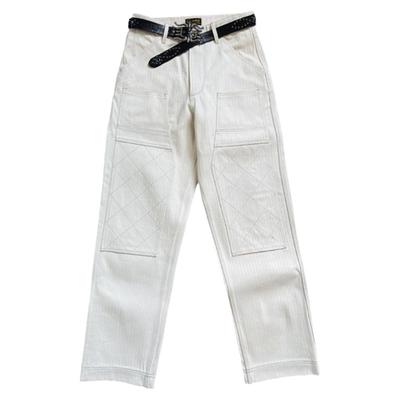 鱼骨纹棉籽壳骑行裤直筒工装长裤